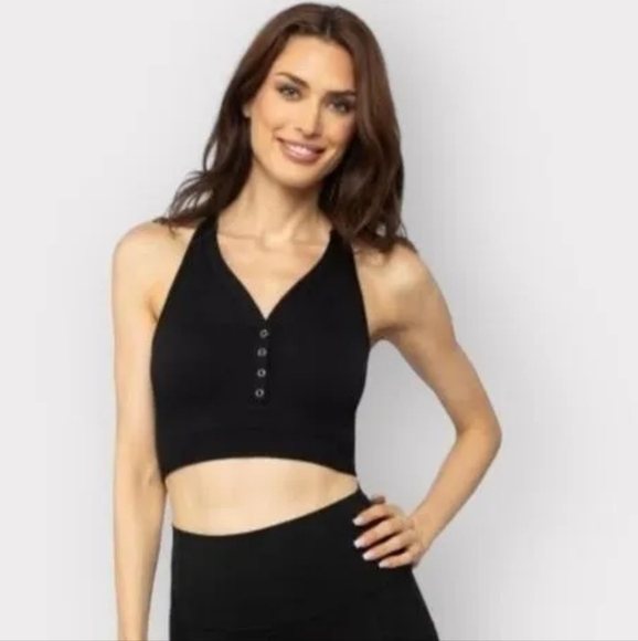 Yogalicious | Tops | Nwt Yogalicious Rib Seamless Sorority Girl Henley ...
